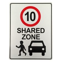 (4 X SIGNS) SHARED SPEED ZONE LIMIT 10KM/H - 450 X 300MM - CHILDREN ...