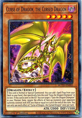Curse Of Dragon, The Cursed Dragon ROTD-EN002 Yu-Gi-Oh Near Mint 1st ...