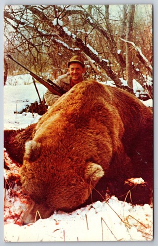 Kodiak Alaska~Hunting~Erling Hansen with Kodiak Bear~1965 Postcard ...