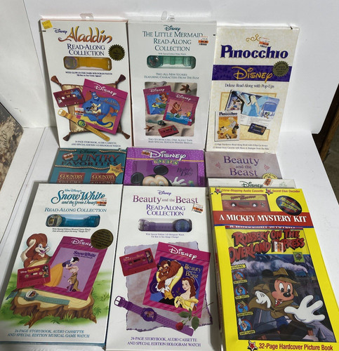 Lot of 10 Sealed Walt Disney Read Along Book Cassette Tape Sets Aladdin ...