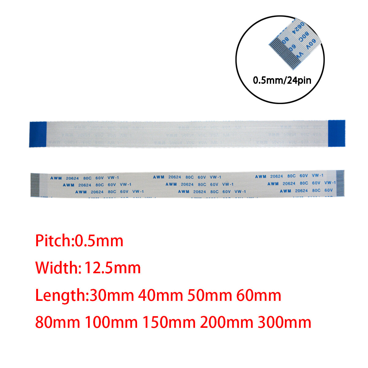 0.5mm Pitch Flat Ribbon Cable 40-Pin FFC Flexible Flat Cable - AWM ...