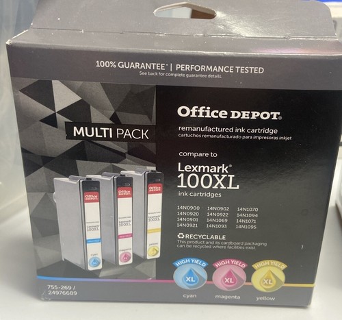 Office Depot Lexmark 100XL Cyan Magenta Yellow Ink Cartridges NEW | eBay