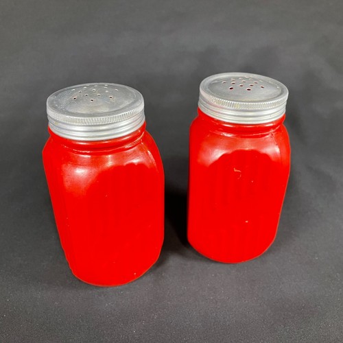 Vintage Red Uranium Glass 5" Salt & Pepper Shaker Set — RARE | eBay