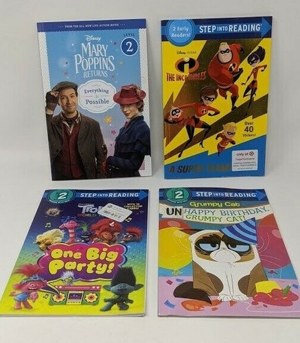 **Lot of 4** Step 2 Reading: Mary Poppins, The Incredibles, Trolls ...
