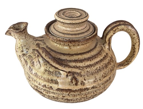 Karlslunde Keramik DANMARK Art Pottery Speckle Drip Cream Brown Teapot ...