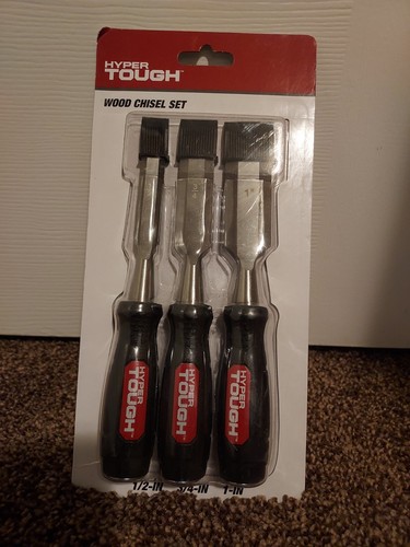 Hyper Tough 3-Piece WOOD CHISELS SET: 1/2-IN, 3/4-IN, 1-IN Metal Striking Caps | eBay