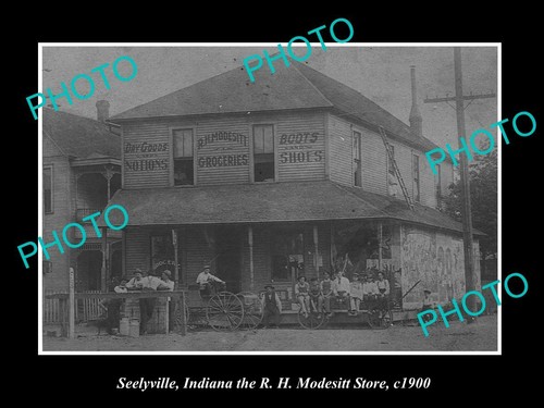 OLD 8x6 HISTORIC PHOTO OF SEELYVILLE INDIANA VIEW OF THE MODESITT STORE ...