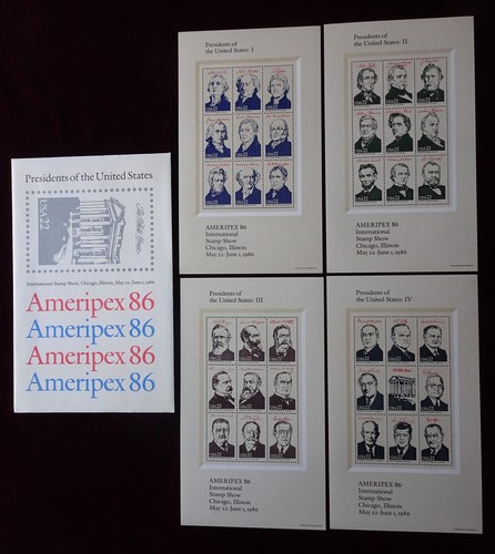 Presidents of the United States, Set of 4 Mini-Sheets, "Ameripex 86 ...