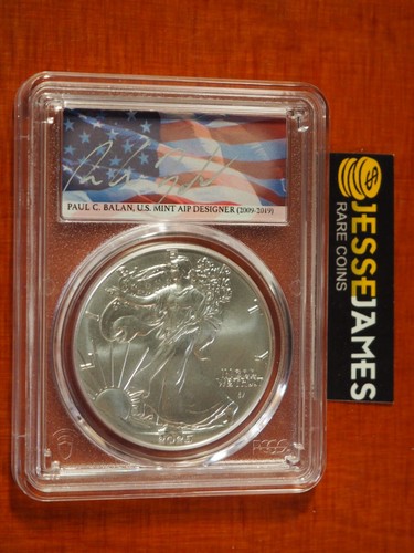 2025 SILVER EAGLE PCGS MS70 FLAG PAUL BALAN SIGNED FIRST DAY OF ISSUE ...
