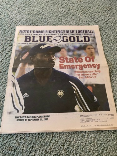 2003 Notre Dame Football Blue Gold Illustrated Magazine Ty Willingham 9 ...
