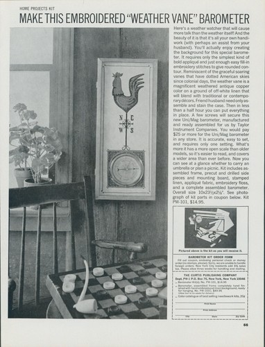 1965 Embroidered Weather Vane Kit Barometer Taylor Instrument Print Ad ...