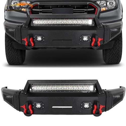 Textured Steel Front Bumper W/Winch Plate & LED Lights For Ford Ranger ...