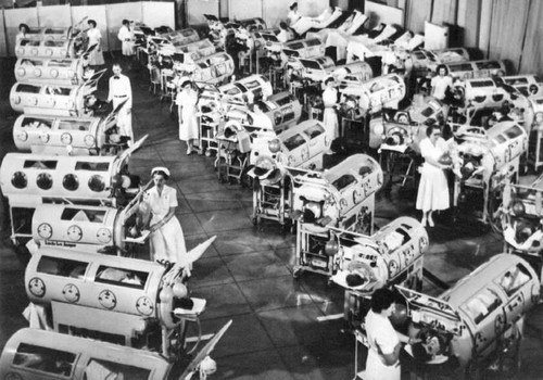 1940s Hospital Ward Polio Victims with Iron Lung Pandemic Picture Photo ...