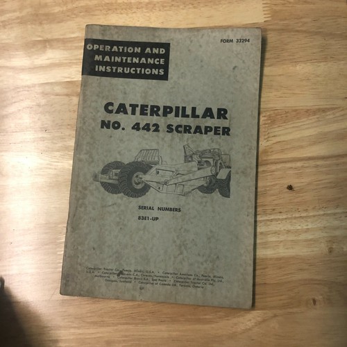 2 CAT CATERPILLAR 442 SCRAPER TRACTOR OPERATION MAINTENANCE MANUAL USED ...