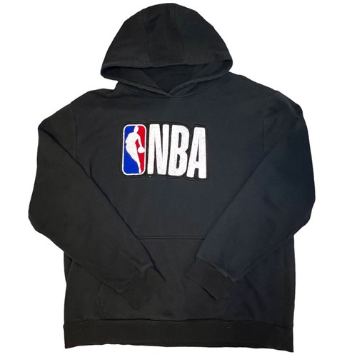 NBA Logo Hoodie Men's Size XL Big Logo Warped Embroidery Black Pullover ...
