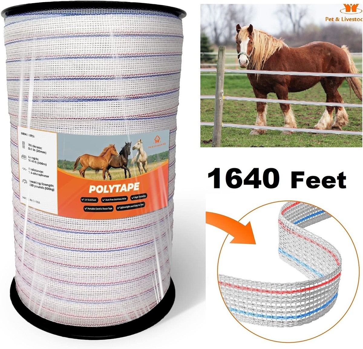 Cinta De Cerca Blanca Para Equinos Caballo Con Silla Y Brida Caballo