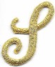 1 1/8" Fancy Metallic Gold Script Cursive Alphabet Letter L Embroidered ...