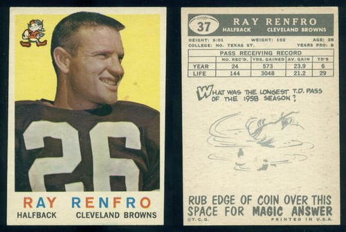(63146) 1959 Topps FB 37 Ray Renfro Browns-EM | eBay