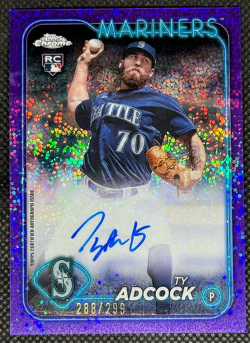 2024 Topps Chrome Ty Adcock Purple Speckle Auto #'d /299 RC Mariners ...