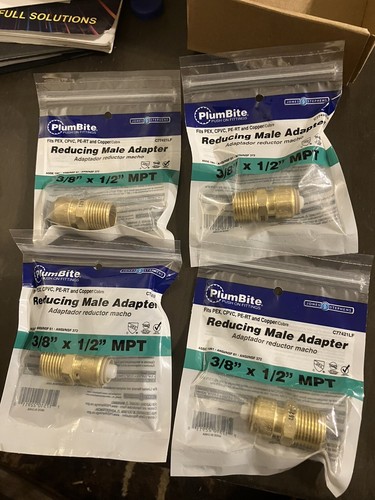 New In Bag Lot Of 4 Plumbite 3/8x 1/2 Mpt. Fits Pex,cpvc,pe-rt And ...