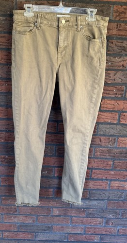 Lucky Brand Ava Mid Rise Skinny Khaki Jeans 4/27 Pants Size Raw Hem Tan ...
