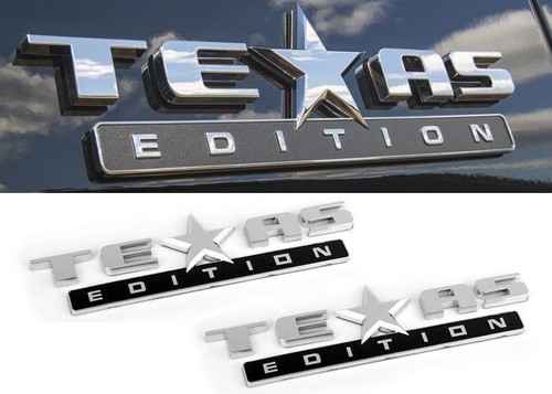Pair of Chrome Texas Edition NamePlate for Fender Hood Bumper Door ...