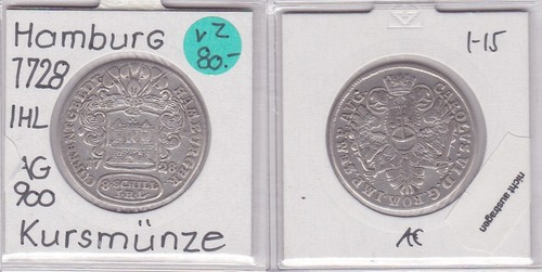 8 Schilling Silber Münze Hamburg 1728 IHL (121195) | eBay.de