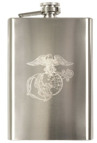 Marines Hip Flask USMC Logo 8 oz Stainless Steel Rothco 631 ...