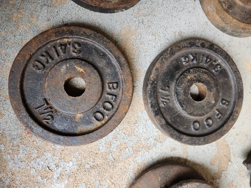 Pair of 7.5 Lb BFCO Bell Standard Size Barbell Weights vintage rare 7 1 ...