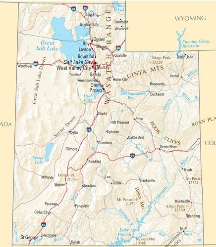 UTAH STATE ROAD MAP GLOSSY POSTER PICTURE PHOTO PRINT city political ...