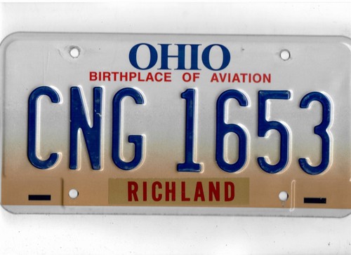 OHIO passenger license plate "CNG 1653" ***RICHLAND*** | eBay