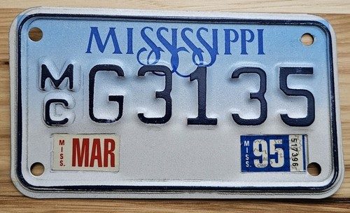 1995 MIssissippi Motorcycle License Plate, G3135 | eBay