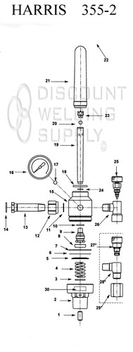 REPAIR KIT - HARRIS 355-2 FLOWMETER REGULATOR REBUILD PARTS AH355-2RKD ...