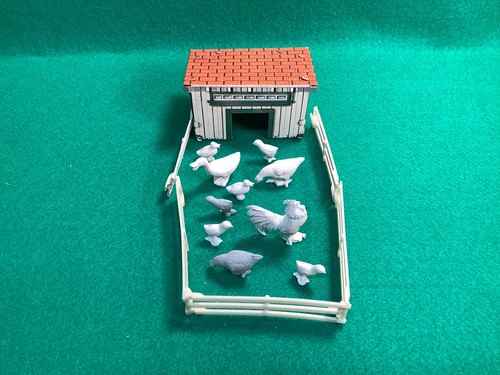 VINTAGE MARX FARM PLAYSET CHICKEN COOP WITH FENCE AND CHICKENS | eBay
