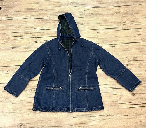 Women’s Vintage 90s Northstyle Hooded Plaid Blanket Lined Denim Jacket ...