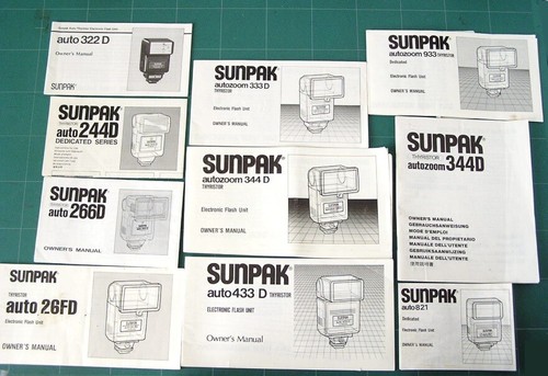 Sunpak Electronic Flash Instruction Manual Original: Lot of 10 | eBay