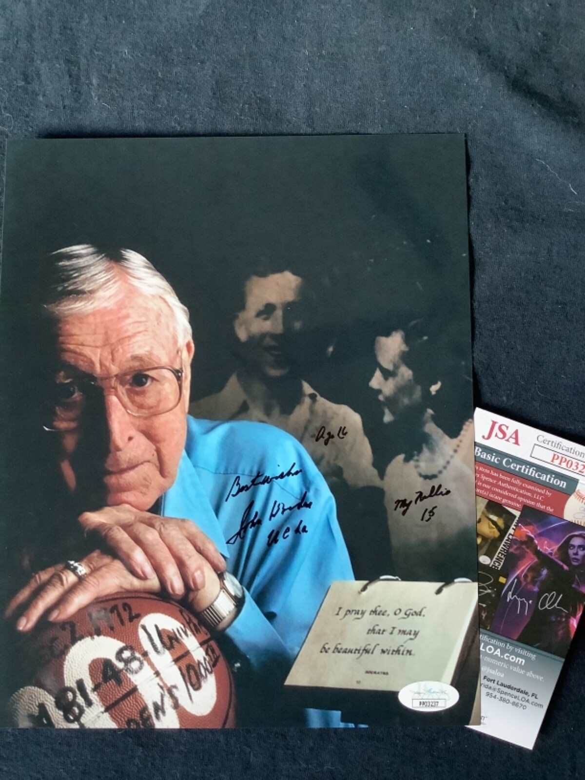 John Wooden Autographed Signed 8X10 UCLA Bruins Basketball HOF Auto JSA COA