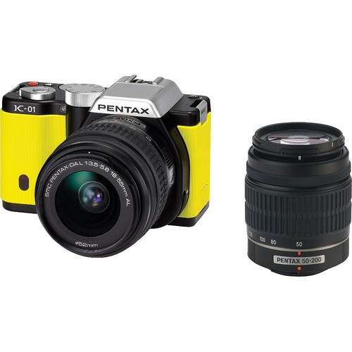 Pentax K-01 Yellow DSLR digital 2 Lens Kit 18-55 & 50-200 Brand New ...