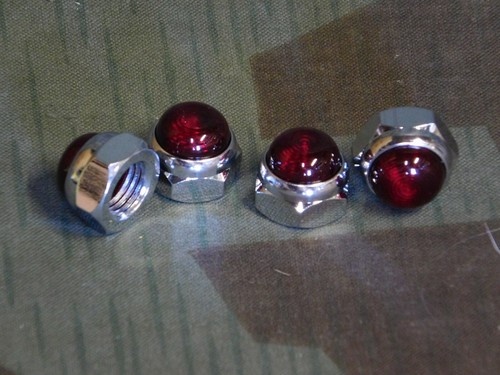Shovelhead, Sportster Rocker Arm Shaft Chrome Red Cap Nuts. Set of 4 ...
