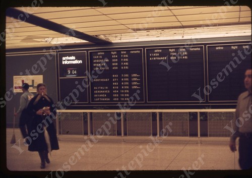sl92 Original slide 1970’s NYC New York inside airport flight times ...
