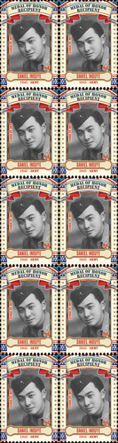 Daniel Inouye 1945 US Army Medal of Honor Mint Vignette Stamp Strip of ...