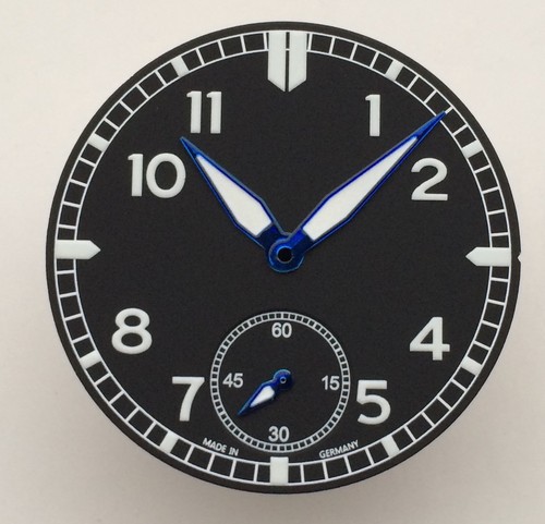 PILOT DIAL + HANDS SET FOR ETA 6498-1 D= 38.2mm BLACK BLUE 6498 UNITAS ...