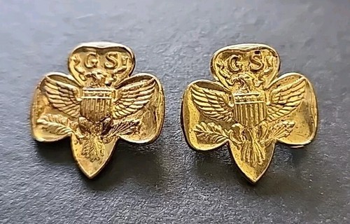 Girl Scouts of America GS Eagle Gold Tone Vintage Lapel Pin-set 2 | eBay