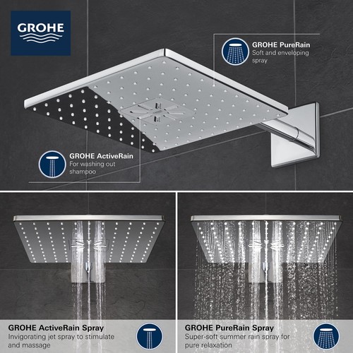 Grohe 26504000 Rain Smart Active 310 2 Spray 12" Shower Head Set 1.75 ...