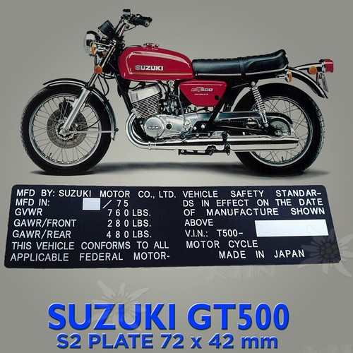 SUZUKI GT500 T500 HEADTUBE TAG FRAME ALUMINUM FOIL STICKER SHEET 0.1 ...