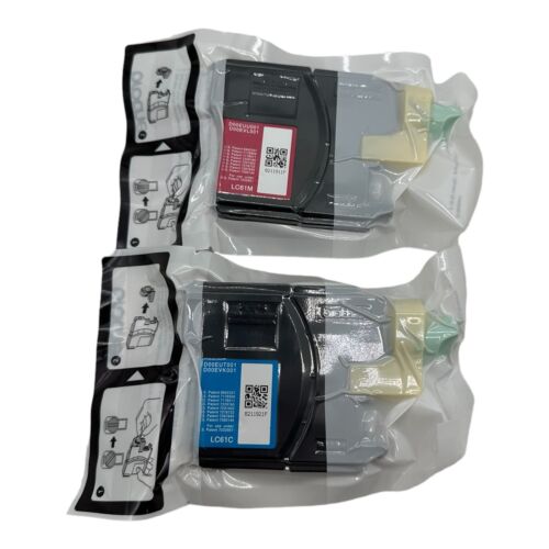 Lot of 2 Genuine Brother LC61C LC61M Color Ink Cartridges Sealed No Box ...