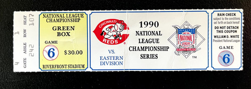 CLINCHER! 1990 NLCS GAME #6 REDS/PIRATES TICKET STUB | eBay