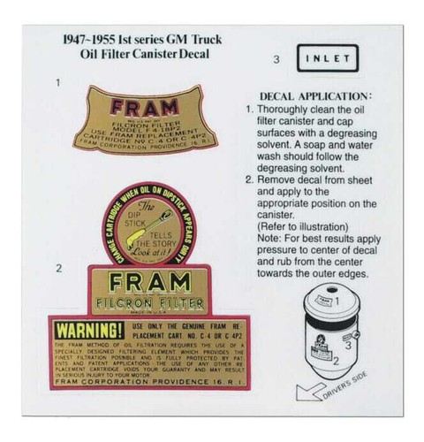 1941-59 Oil Filter Decal - Fram Type for Chevy, GMC Truck | eBay