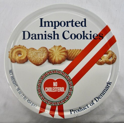 Imported Danish Cookies Round Tin Vintage Product Of Denmark 16 OZ ...