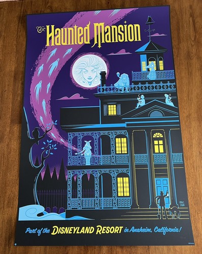 Haunted Mansion Screen Print Poster By Eric Tan Disney Theme Park Ride ...